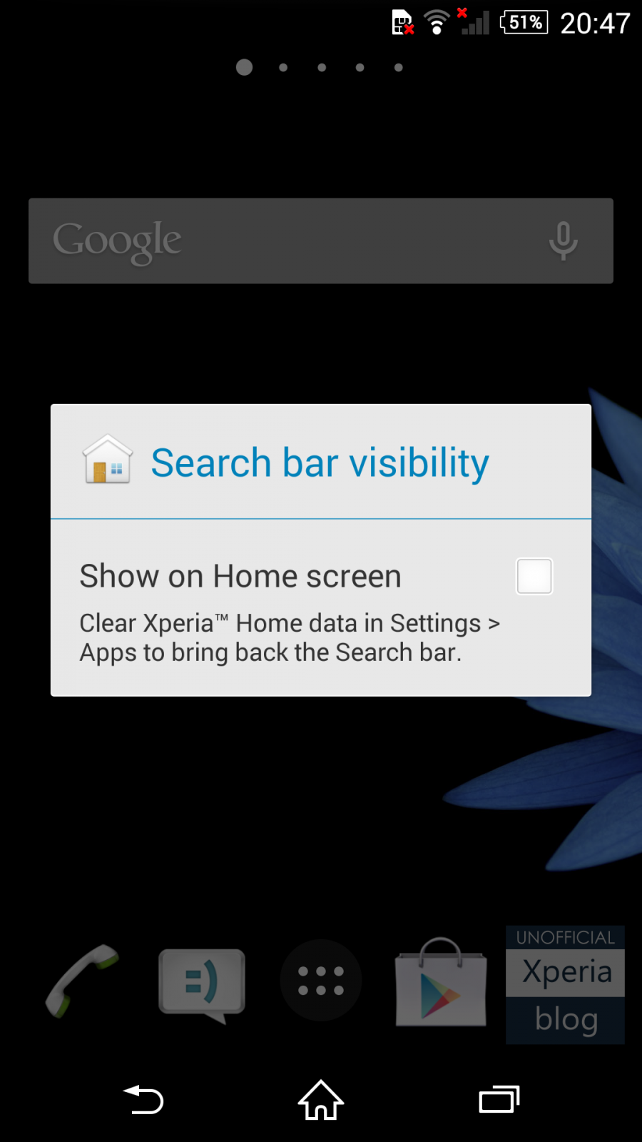The Persistent Google Search Bar on the Xperia Z3 can be slightly ...